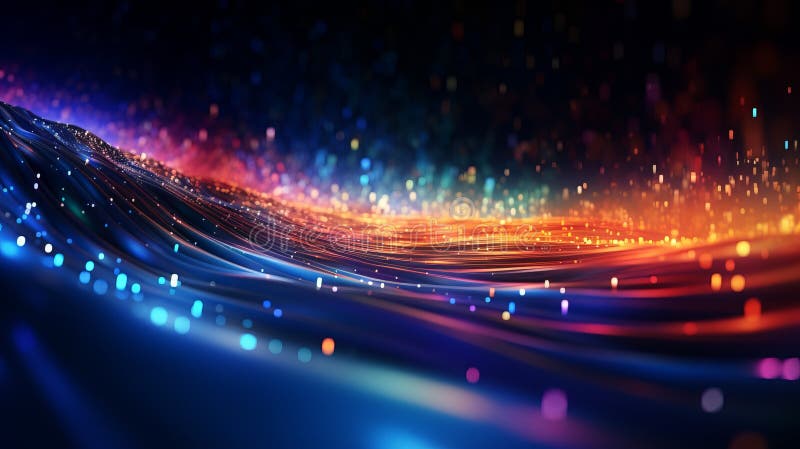 Abstract Multicolored Particles Flow Swiftly through Dark Expanse of ...