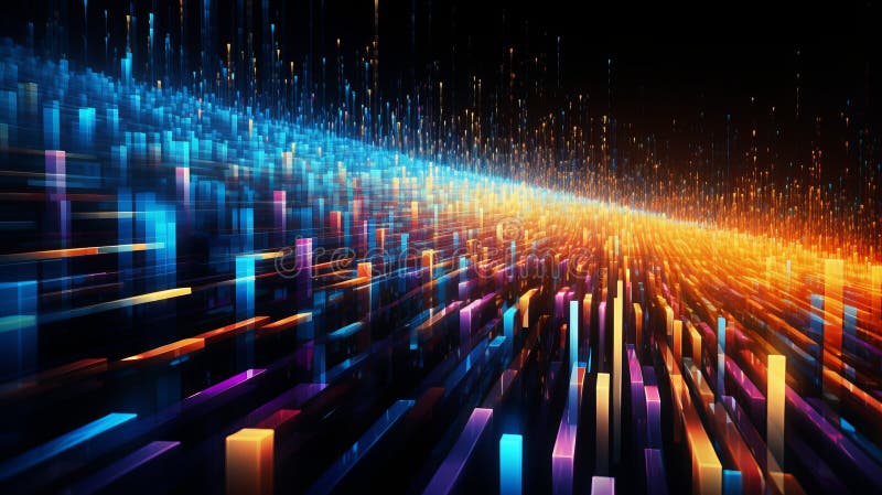 Abstract Multicolored Particles Flow Swiftly through Dark Expanse of ...