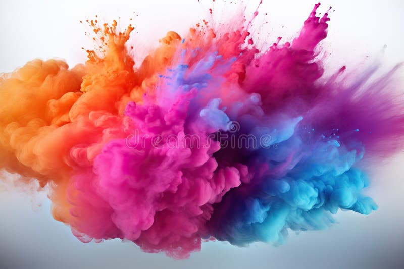 Abstract Multicolored Powder Splatted on White Background,Freeze Motion ...