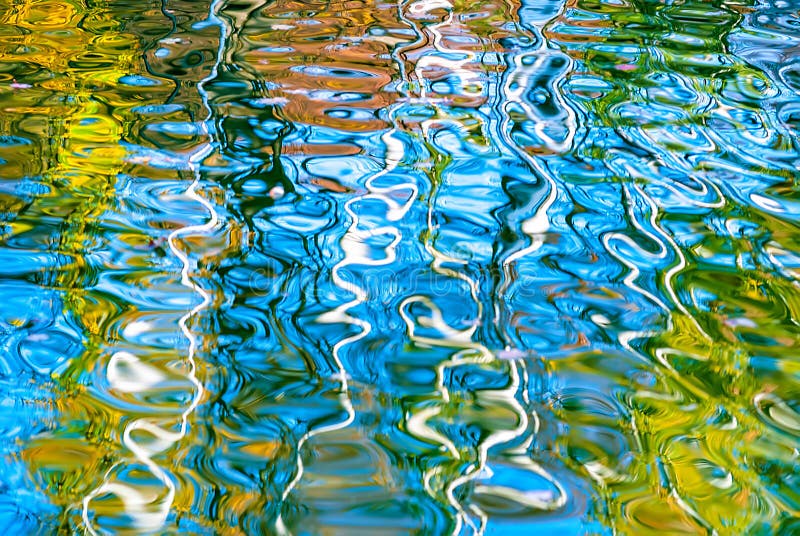 Abstract Water Reflection with Blue, Green and Yellow Colors Stock ...