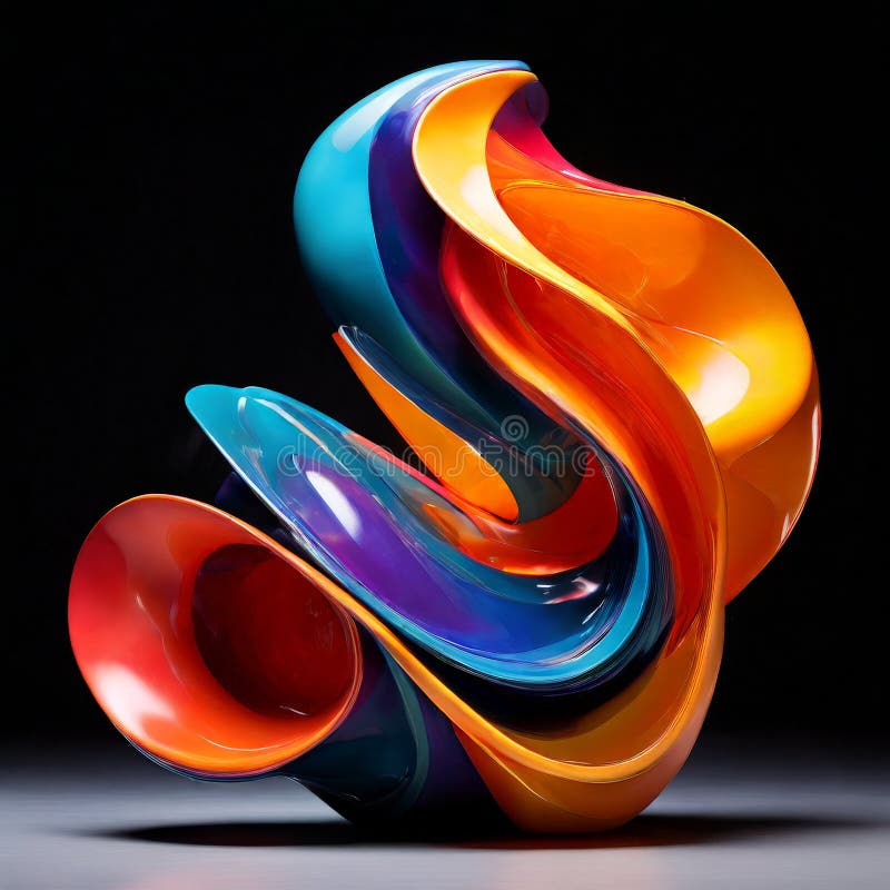 Abstract Multicolored Sculpture with Flowing Curved Forms Stock ...