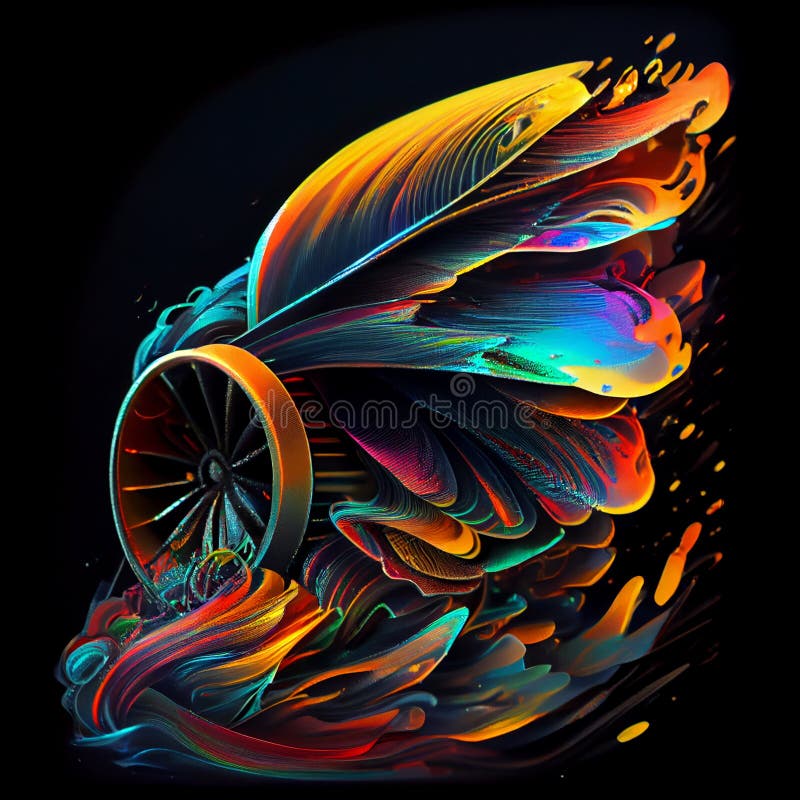 Abstract Multicolored Turbine Engine. AI Generative Stock Illustration ...