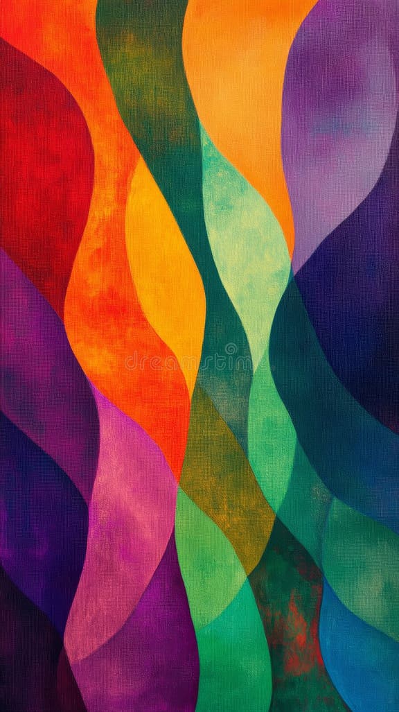 Abstract Multicolored Wave Pattern on Canvas, Vibrant Artistic ...