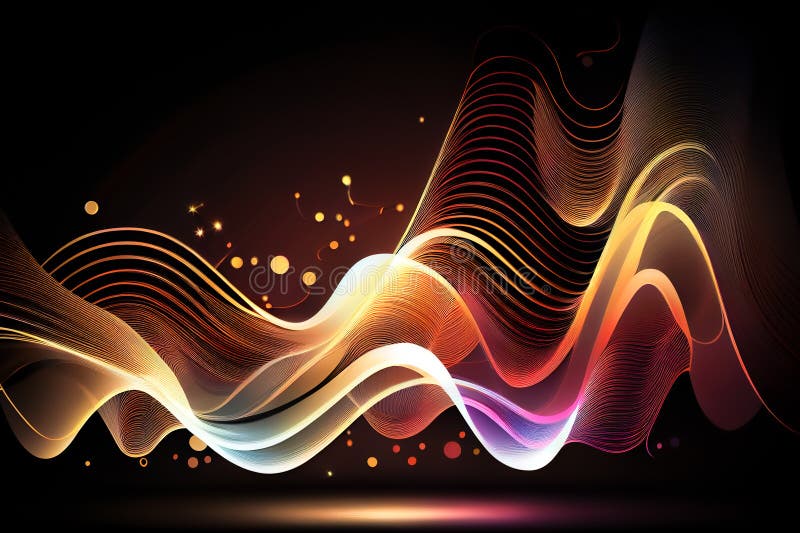 Abstract Multicolored Waves On Black Background Generative Ai Stock