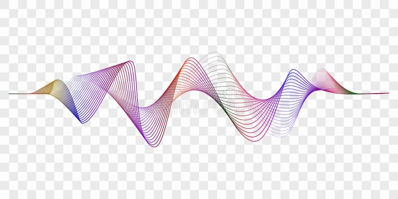 Abstract Multicolored Waves on Transparent Background. Electronic Color ...