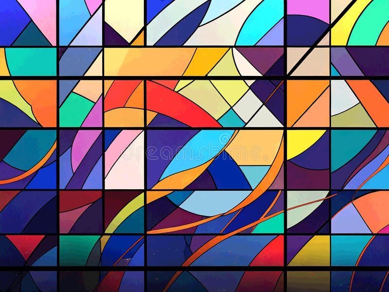 Abstract Multicolored Wavy Pattern Overlapping Gradient Filtered Shapes ...