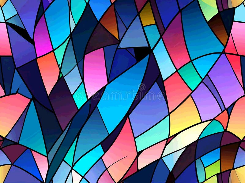 Abstract Multicolored Wavy Pattern Overlapping Gradient Filtered Shapes ...