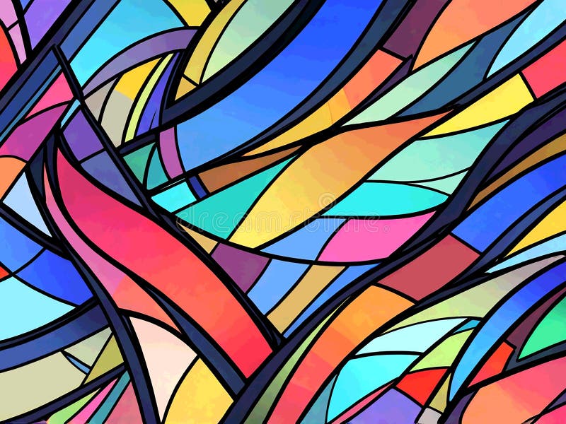 Abstract Multicolored Wavy Pattern Overlapping Gradient Filtered Shapes ...