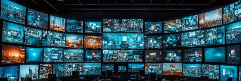 An Abstract Multimedia Backdrop Featuring Diverse Channel Images and ...