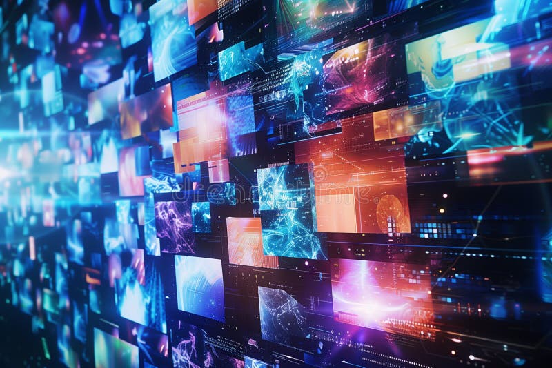 Abstract Multimedia Background Featuring Various Channel Images for Web ...