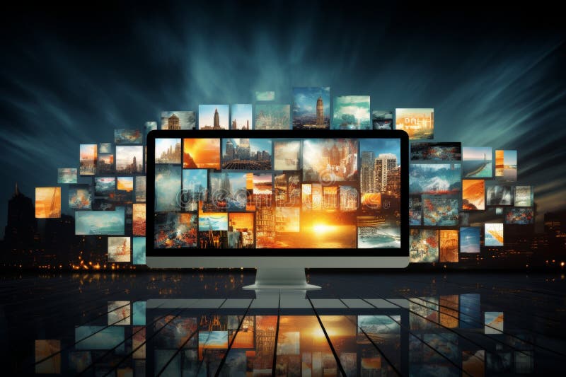 Abstract Multimedia Background with Various Channel Images, Web ...