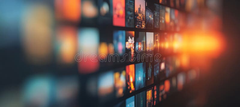 Abstract Multimedia Collage Digital Entertainment, Web Streaming, and ...