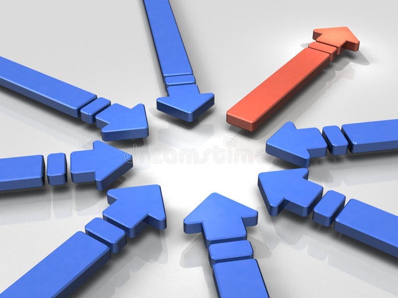 Abstract with Multiple Arrows Gathered. One of Them Represents ...