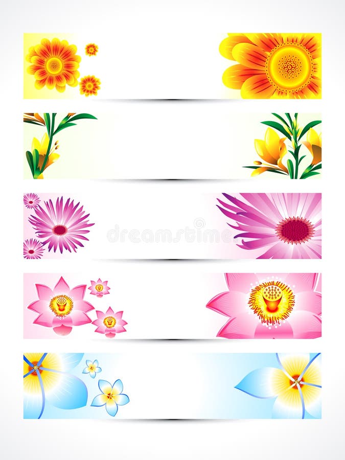 Abstract Multiple Floral Banner Set Stock Vector - Illustration of blue ...