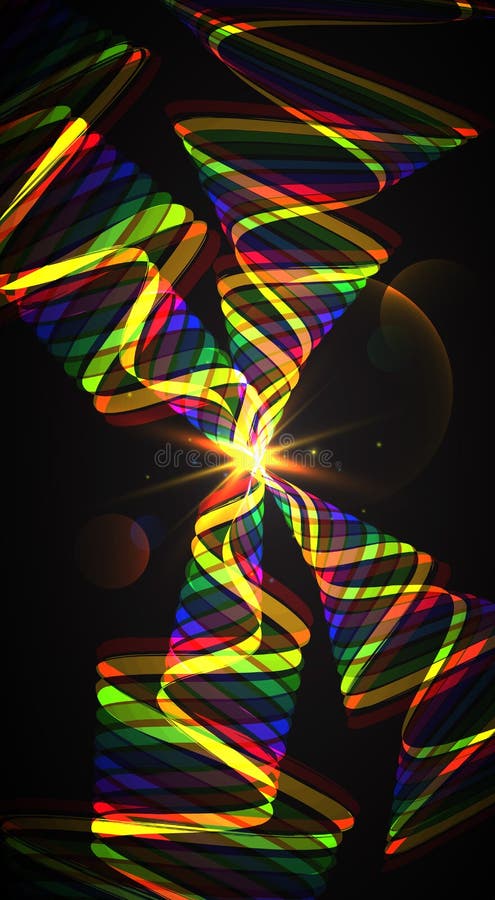 Abstract Multiple Lines on Dark Background. Bright Lights Particles ...