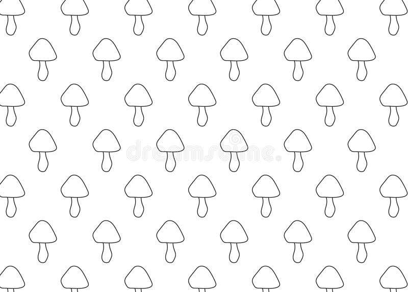 Abstract Mushroom Line Art Seamless Pattern Design on a White ...