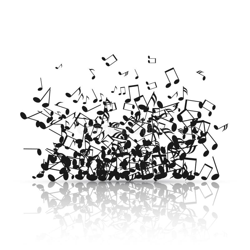 Abstract Music Background with Black Note Symbols. Vector Illustration ...