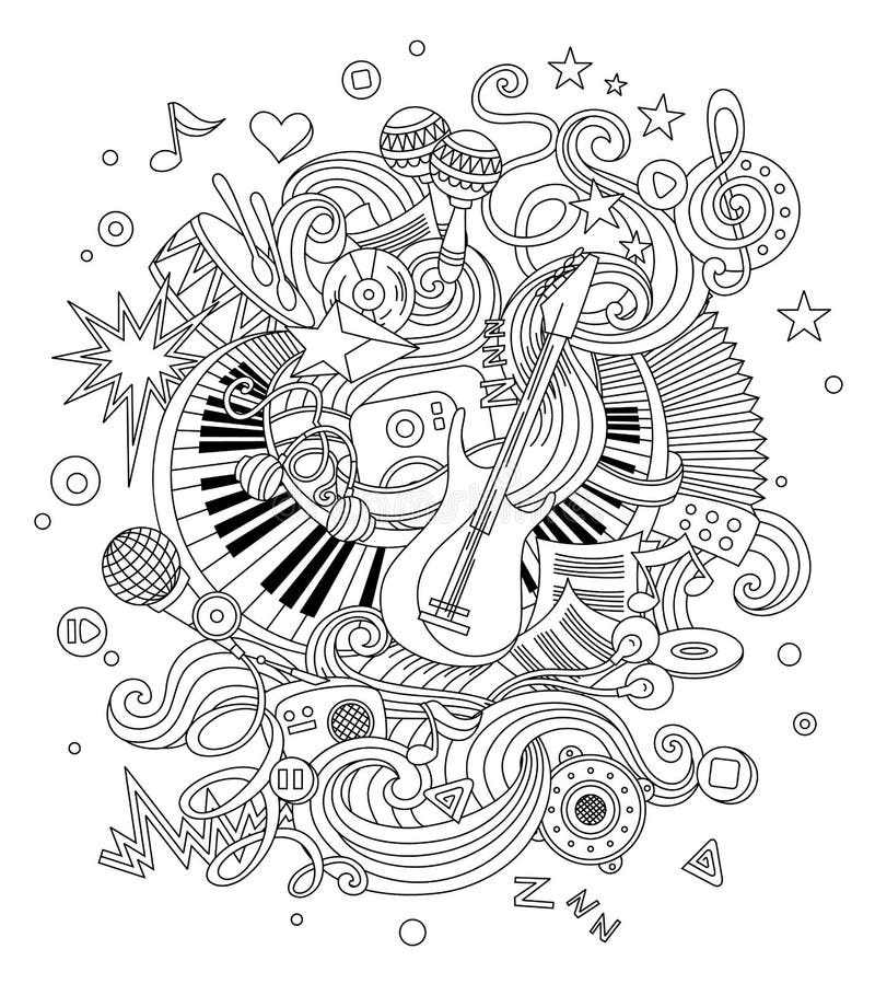 Abstract Music Background, Collage with Musical Instruments. Hand ...