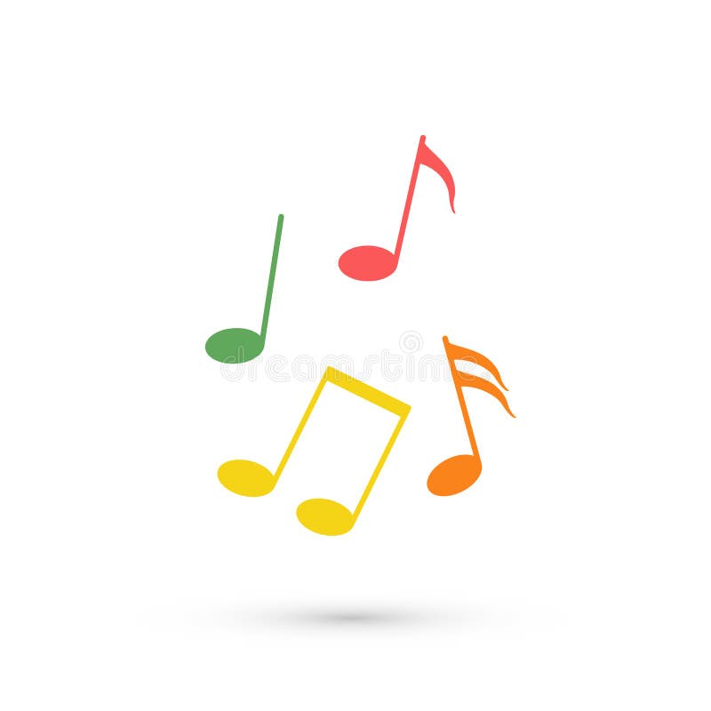 Abstract Music Background with Color Notes Symbols. Color Music Note ...