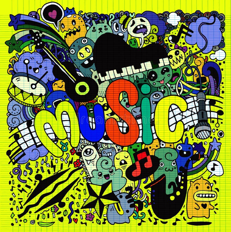 Abstract Music Background Hand Drawing Doodle,vector Illustration Stock ...