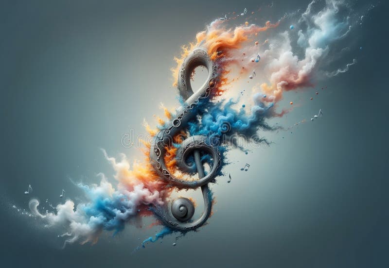 Abstract Music Background with Musical Treble Clef and Notes Stock ...
