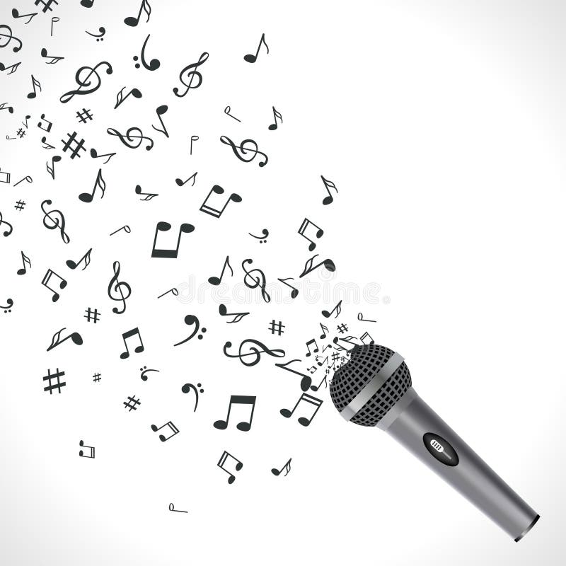 Abstract Music Background with Notes and Microphone. Musical Backdrop ...