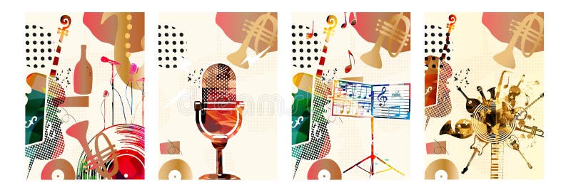 Abstract Music Background, Vector Illustration. Collage with Musical ...