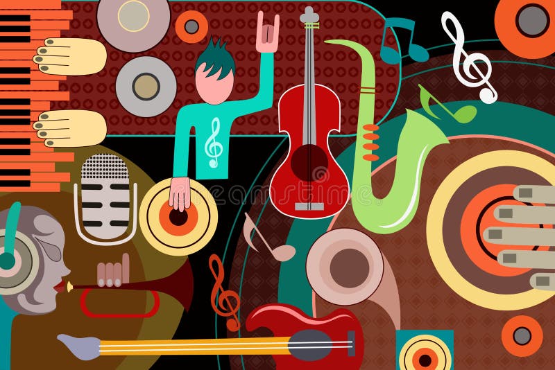 Abstract Music Collage Background Stock Vector - Illustration of drum ...
