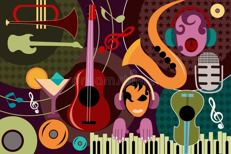 Abstract Music Collage Background Stock Vector - Illustration of audio ...