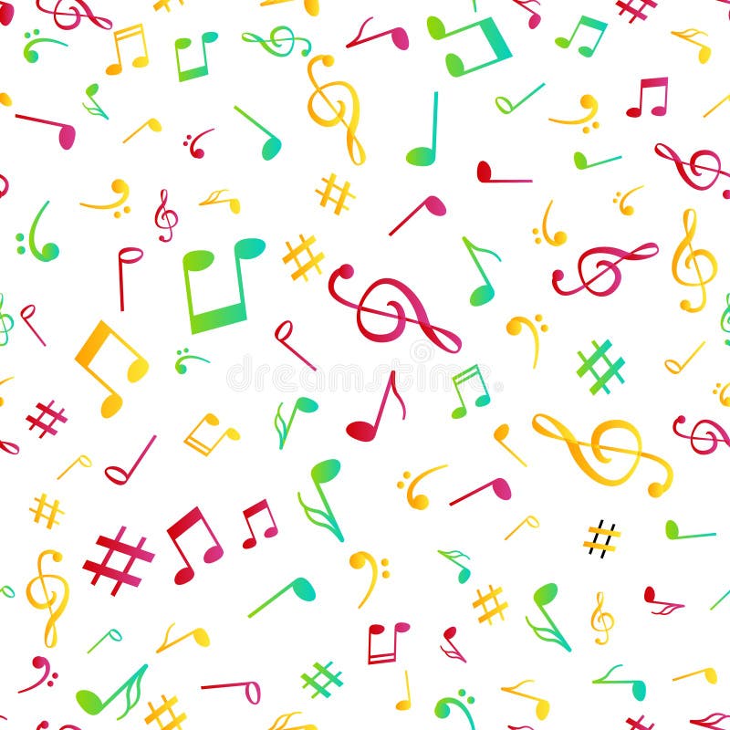 Abstract Music Colorful Notes Seamless Pattern Background Vector ...
