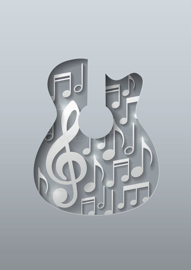 Abstract Music Background with Guitar and Notes Stock Vector ...