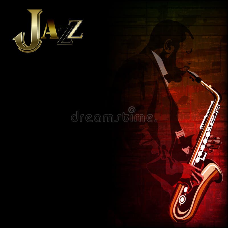 Abstract Music Illustration with Saxophone Player on Grunge Background ...