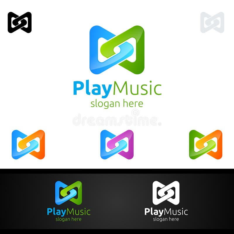 Abstract Music Logo with Note and Play Concept Stock Vector ...