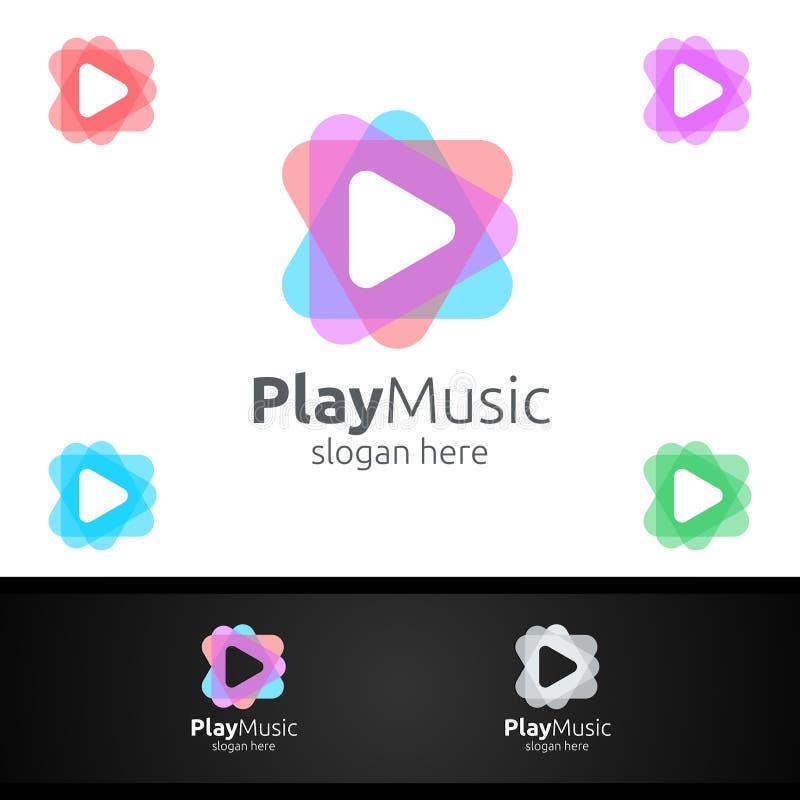 Abstract Music Logo with Note and Play Concept Stock Vector ...