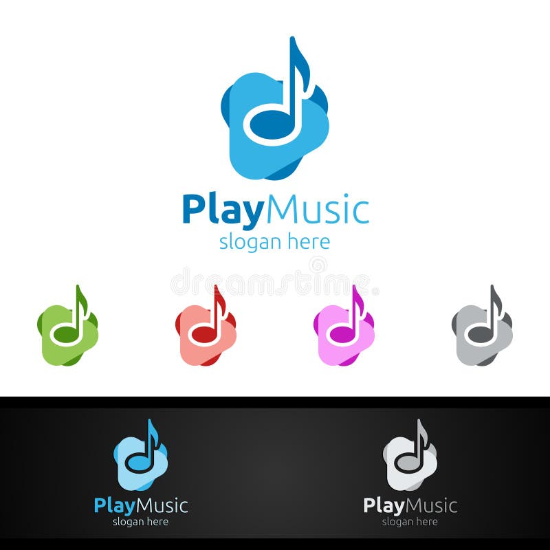 Abstract Music Logo with Note and Play Concept Stock Vector ...