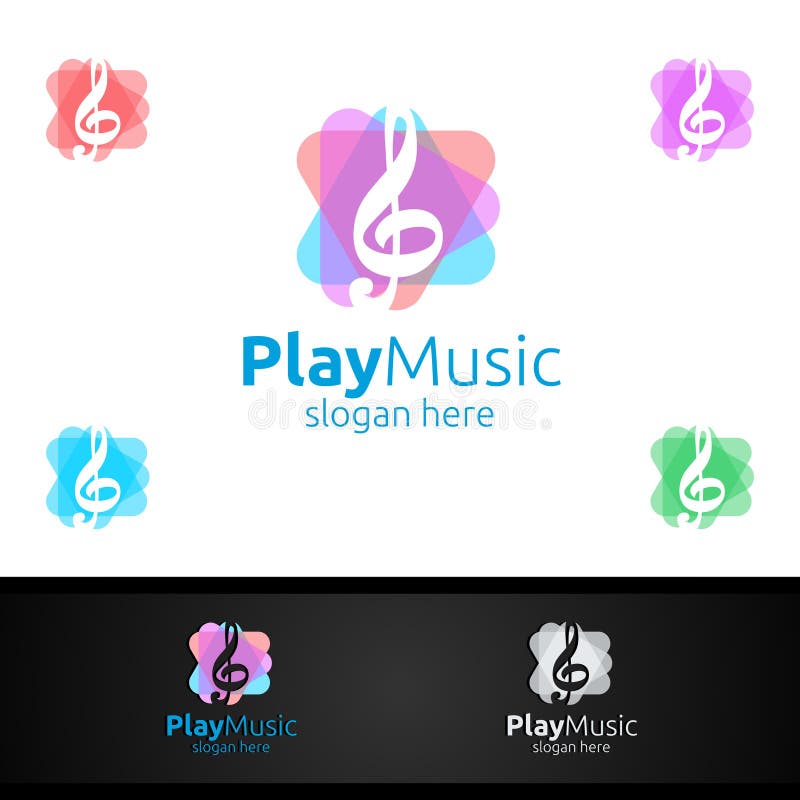 Abstract Music Logo with Note and Play Concept Stock Vector ...