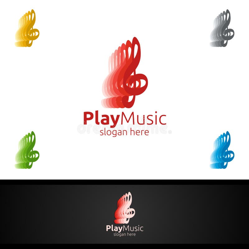 Abstract Music Logo with Note and Play Concept Stock Vector ...
