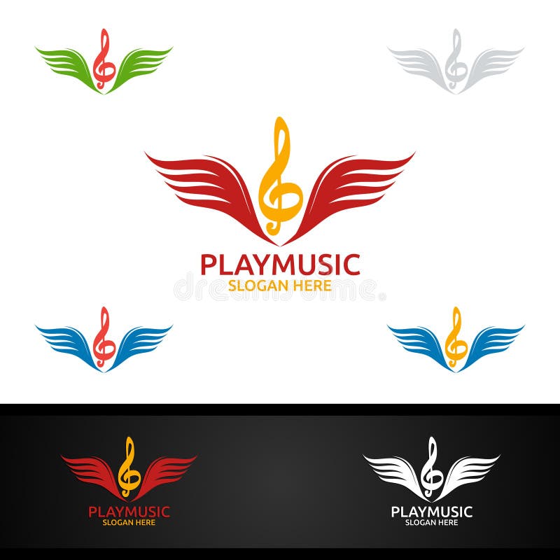 Abstract Music Logo with Note and Play Concept Stock Vector ...