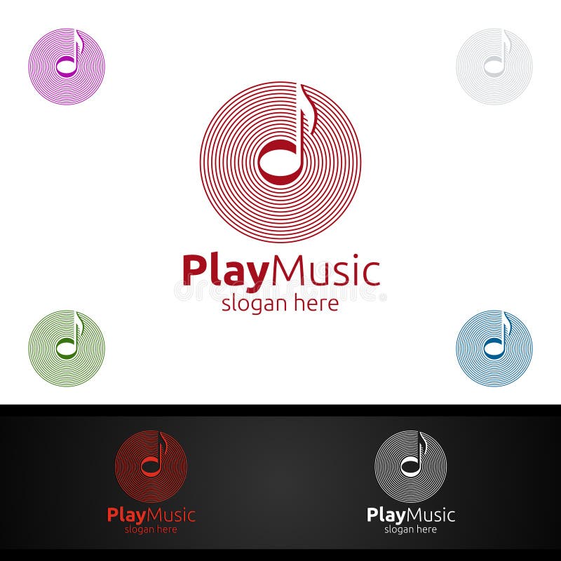 Abstract Music Logo with Note and Play Concept Stock Vector ...