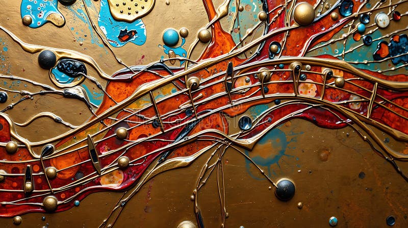 Abstract Music - Metallic Copper Artwork Features Flowing Musical Notes ...