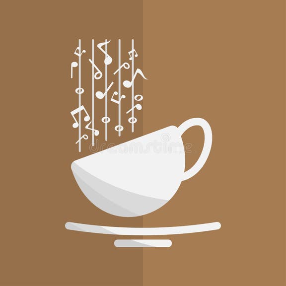 Abstract Musical Note Steam and Coffee Cup Flat Vector Design Stock ...