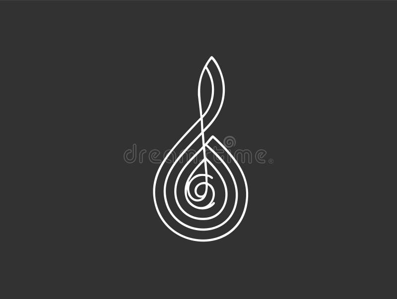 Abstract Music Note Symbol in White on a Dark Background. Stock ...