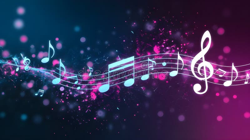 Abstract Music Notes Background with Glowing Effects Stock Illustration ...