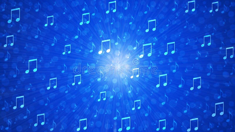 Abstract Music Notes Blast in Blurry Blue Background Stock Illustration ...