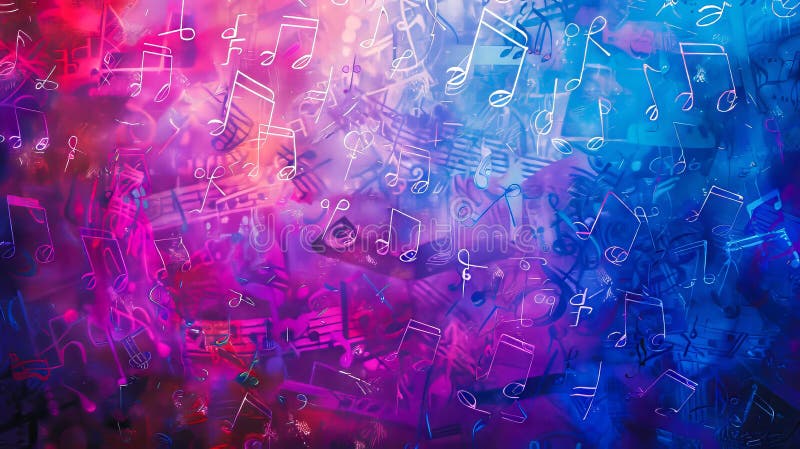 Abstract Music Notes on a Blue Background Stock Image - Image of note ...