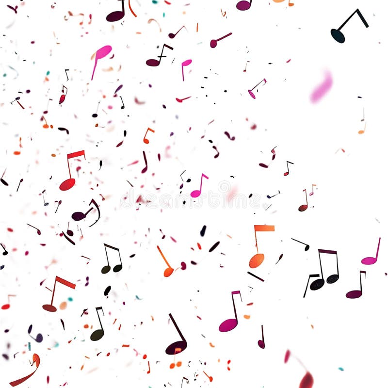 Abstract Music Notes Confetti Background on Transparent Background ...