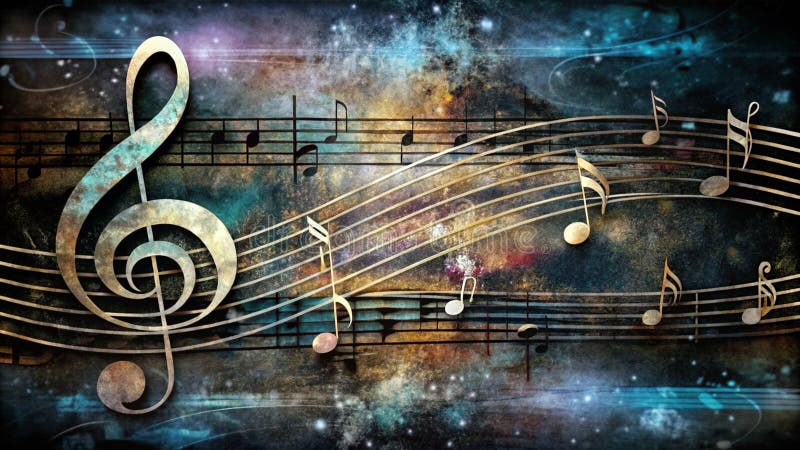 Abstract Music Notes with a Cosmic Background Stock Image - Image of ...