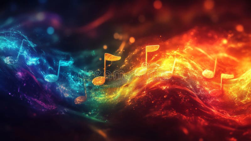Abstract Music Notes in Fiery Wave Design Stock Illustration ...