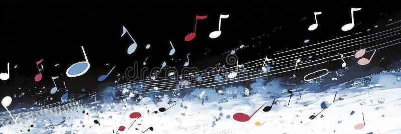 Abstract Music Notes Floating in a Colorful Night Sky Stock ...