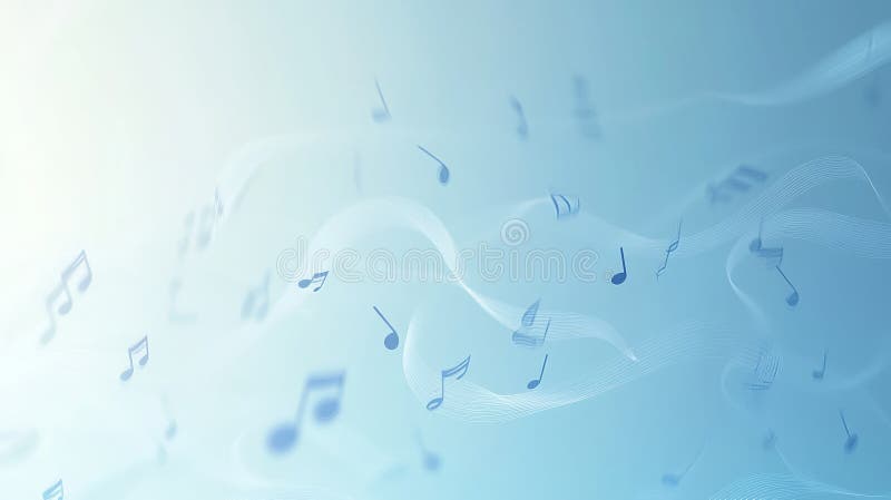 Abstract Music Notes Flowing on a Soft Blue Gradient Background. Stock ...